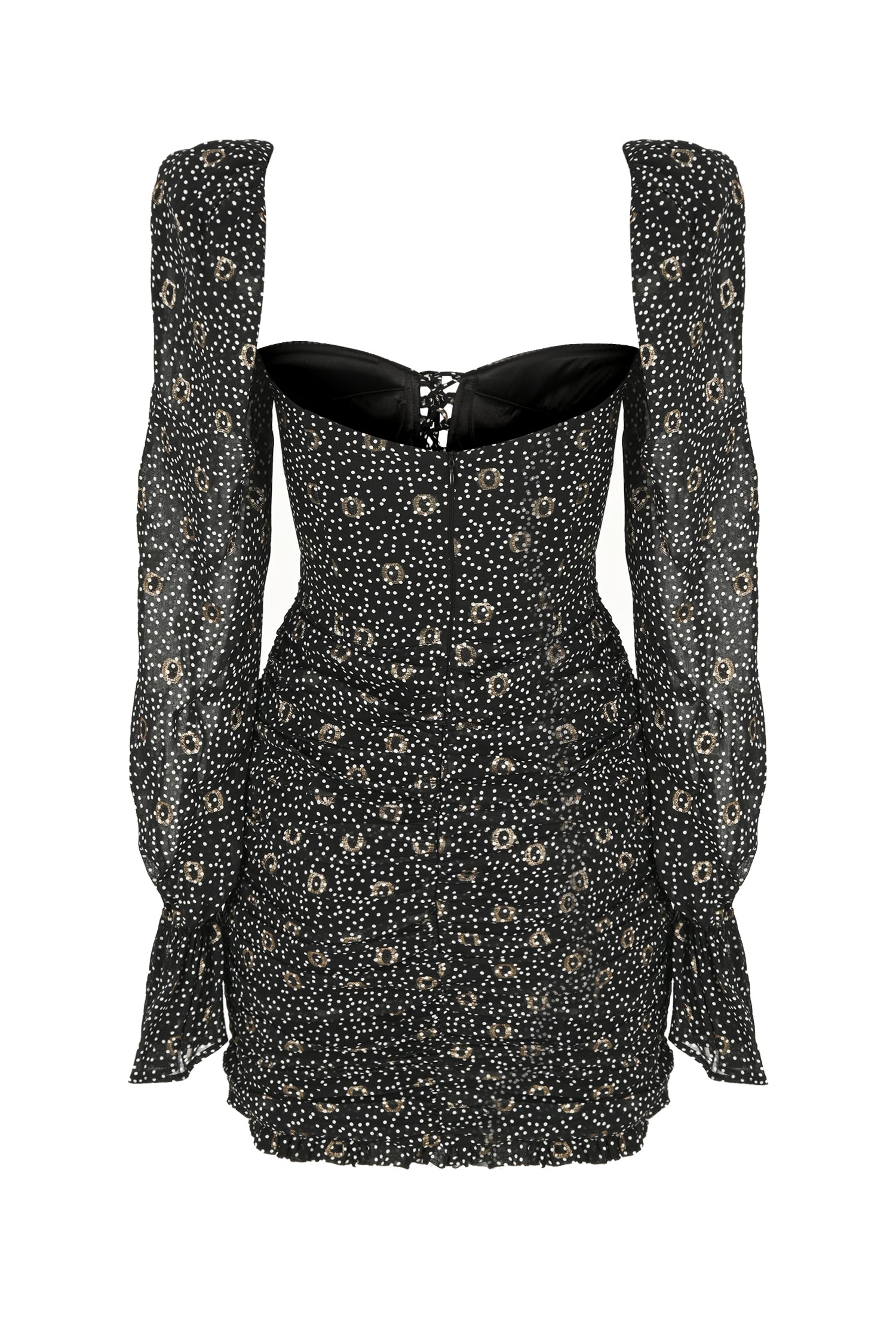 Jacquard Polka Dot Ruched Mini Dress – Urban Muse En